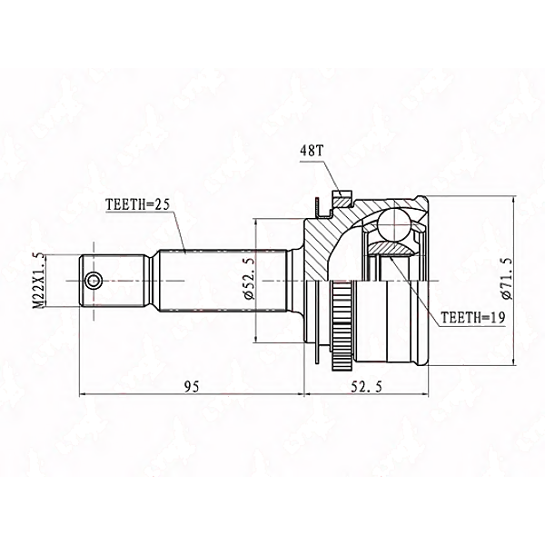 LYNXAUTO CO-3602A (12080668 / 121293 / 121294) шрус наружный к-кт abs, 24383\ Getz (Гетц) 1.1 02