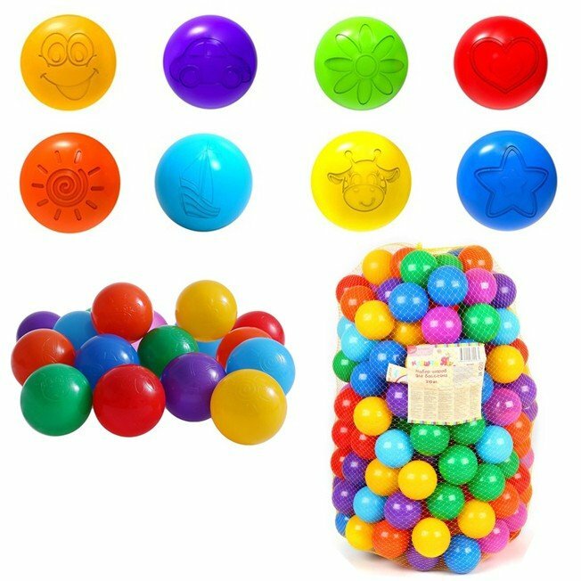 Шарики для сухого бассейна с рисунком, диаметр шара 7,5 см, разноцветные, 100 шт.