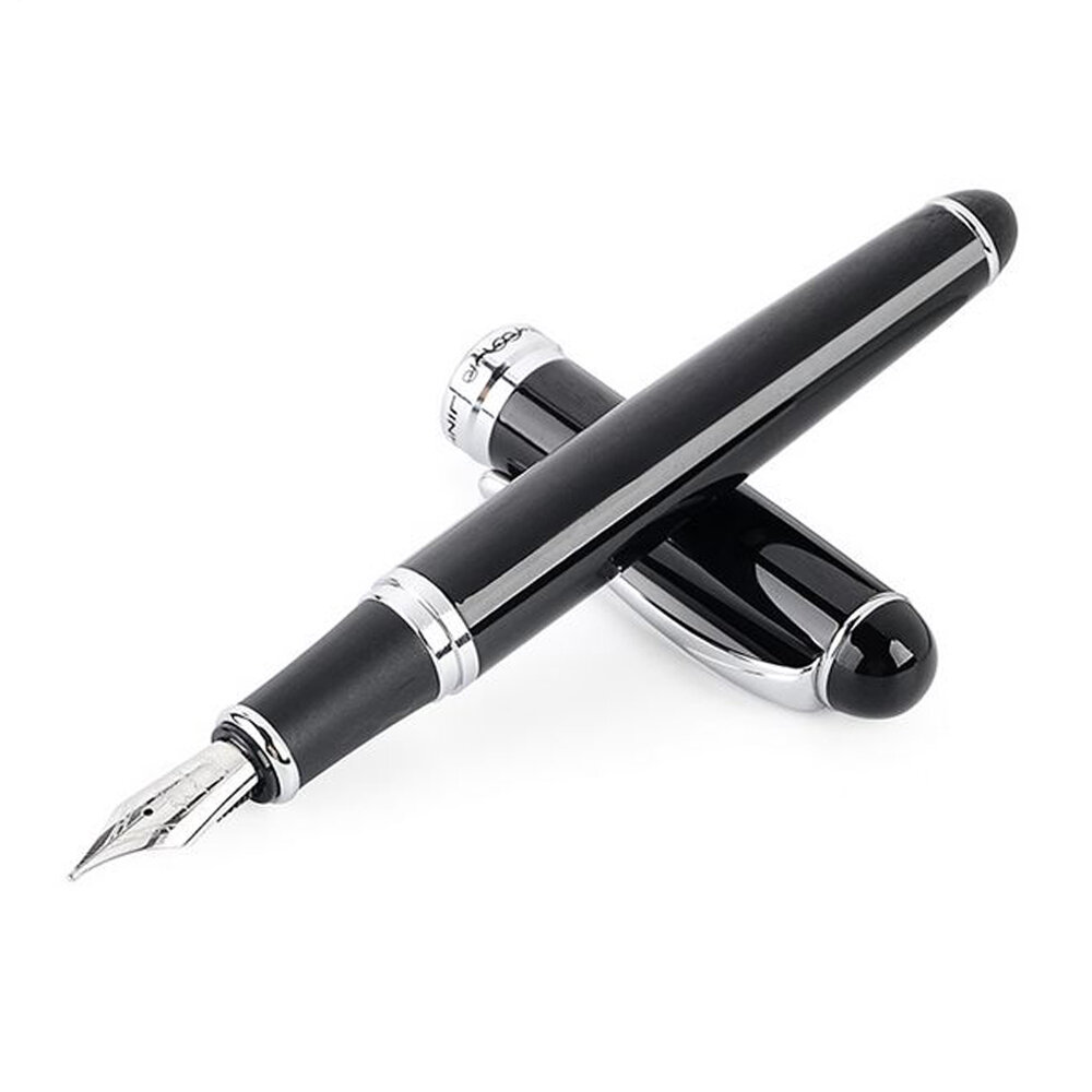 Перьевая ручка 750, перо М (0.75 мм). Корпус металл. Заправка поршнем. Цвет черный глянец