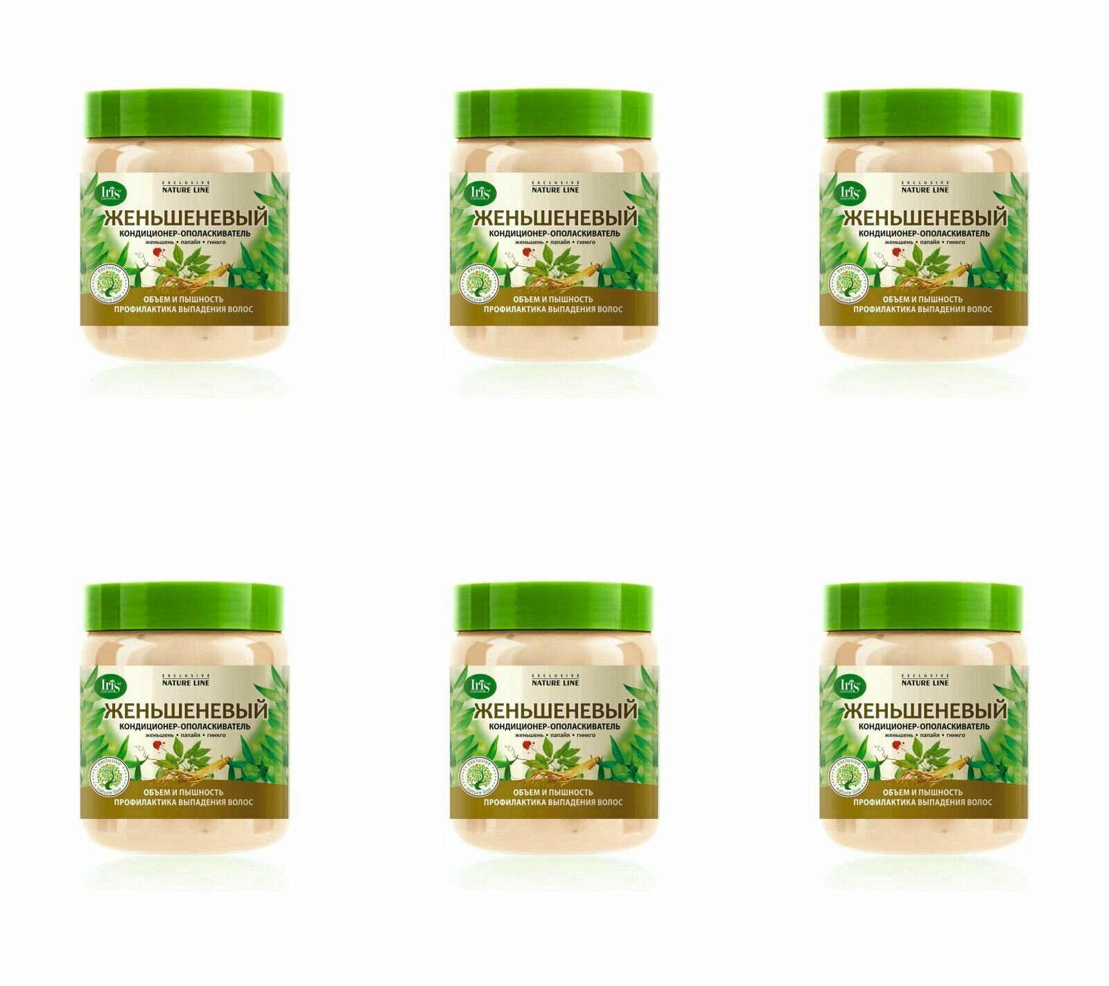 Iris cosmetic Кондиционер-ополаскиватель, Exclusive nature line, Женьшеневый, банка, 500 мл, 6 шт