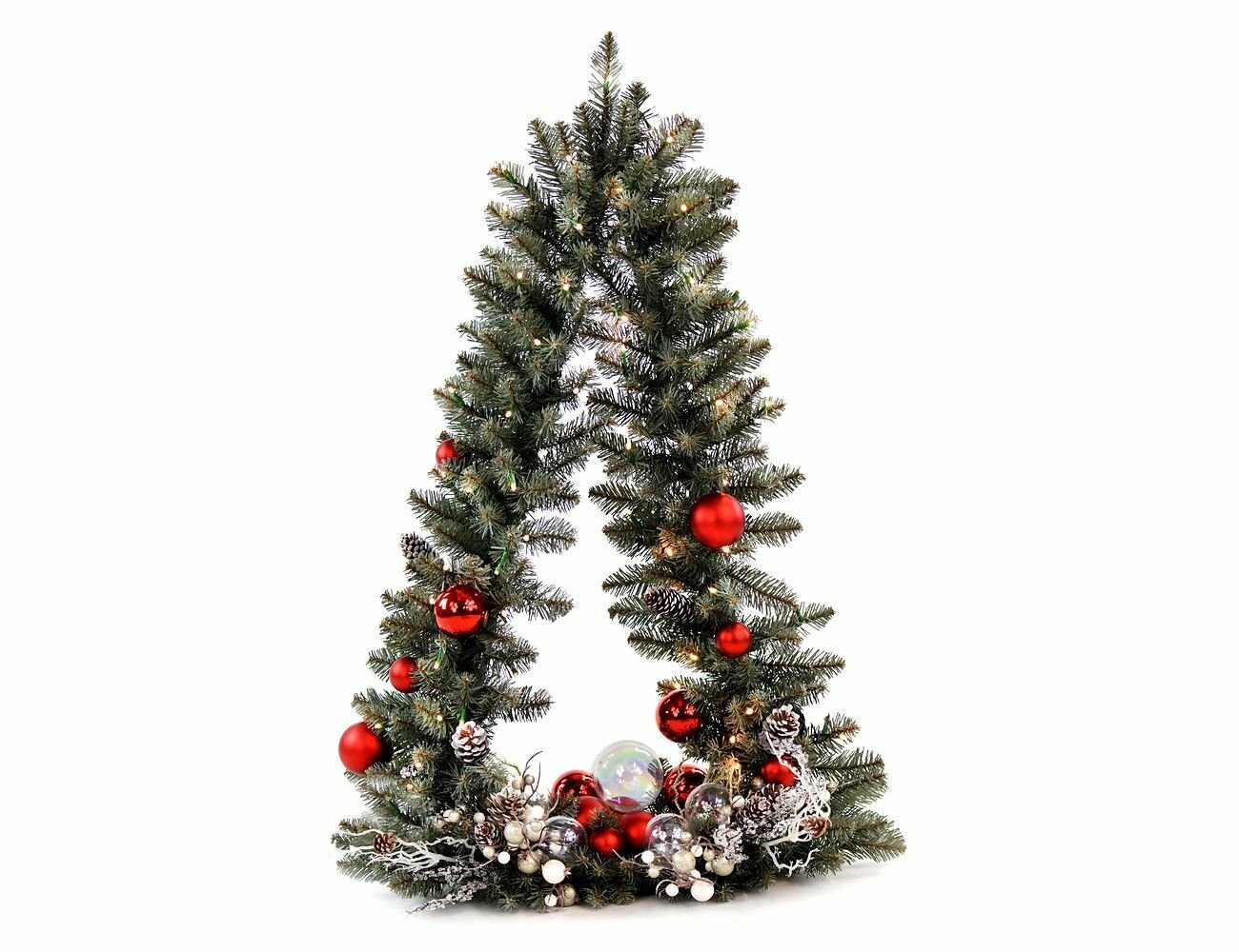 Настольная хвойная композиция с лампочками, хвоя ПВХ, 50 тёплых белых мини LED-огней, 91 см, батарейки, A Perfect Christmas