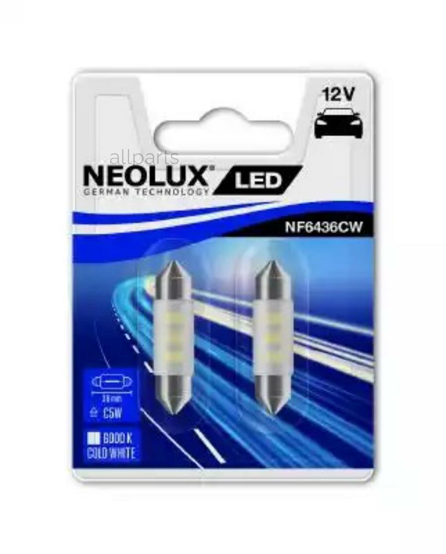 NEOLUX NF6436CW02B Neolux Лампы 12V C5W LED 2шт NF6436CW-02B