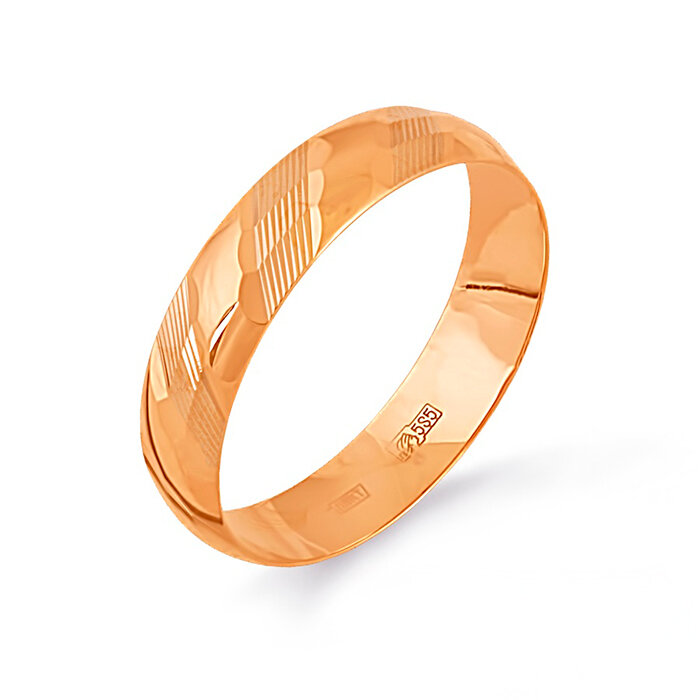 Кольцо обручальное, красное золото, 585 проба