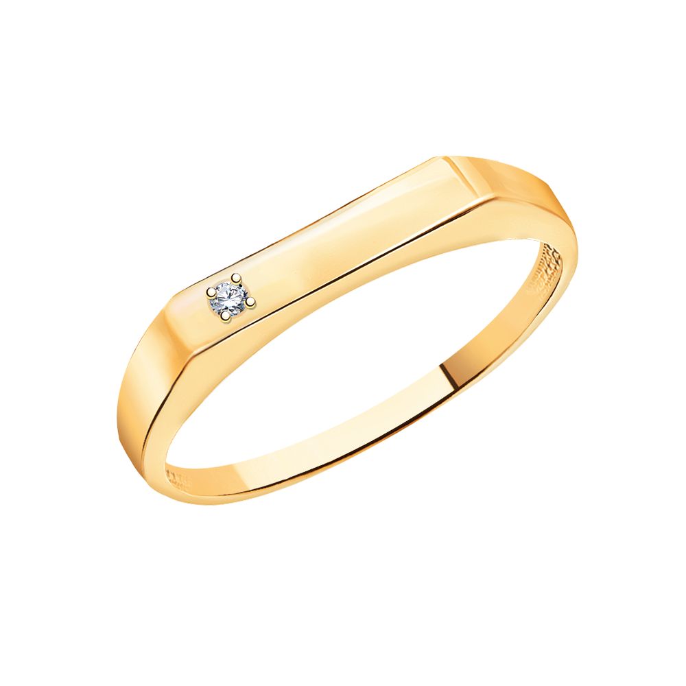 Кольцо, золото, 585 проба, фианит