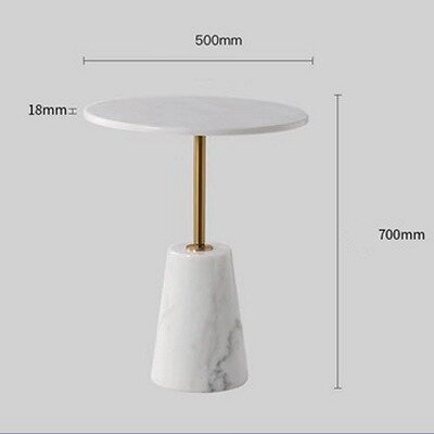 Кофейный столик из нержавеющей стали и белого мрамора конусной формы (столешница из белого мрамора, 50*70 см)