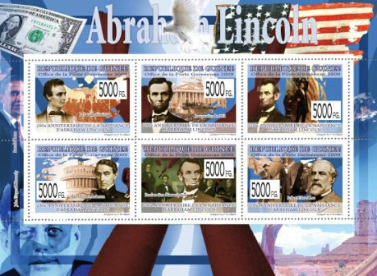 Почтовые марки Гвинея 2009г. "Президент США - Авраам Линкольн" Президенты MNH