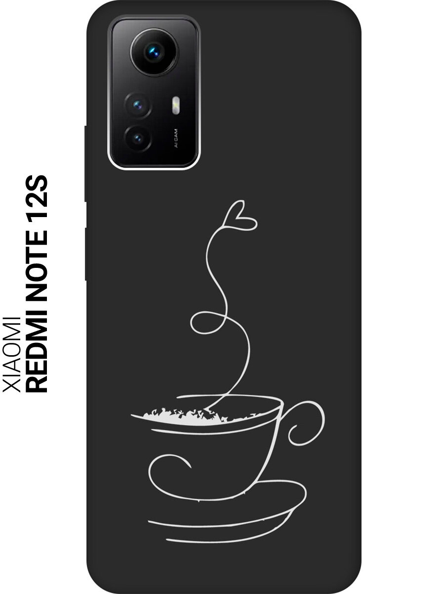 Силиконовый чехол на Xiaomi Redmi Note 12s / Сяоми Редми Ноут 12с с рисунком "Coffee Love W" Soft Touch черный