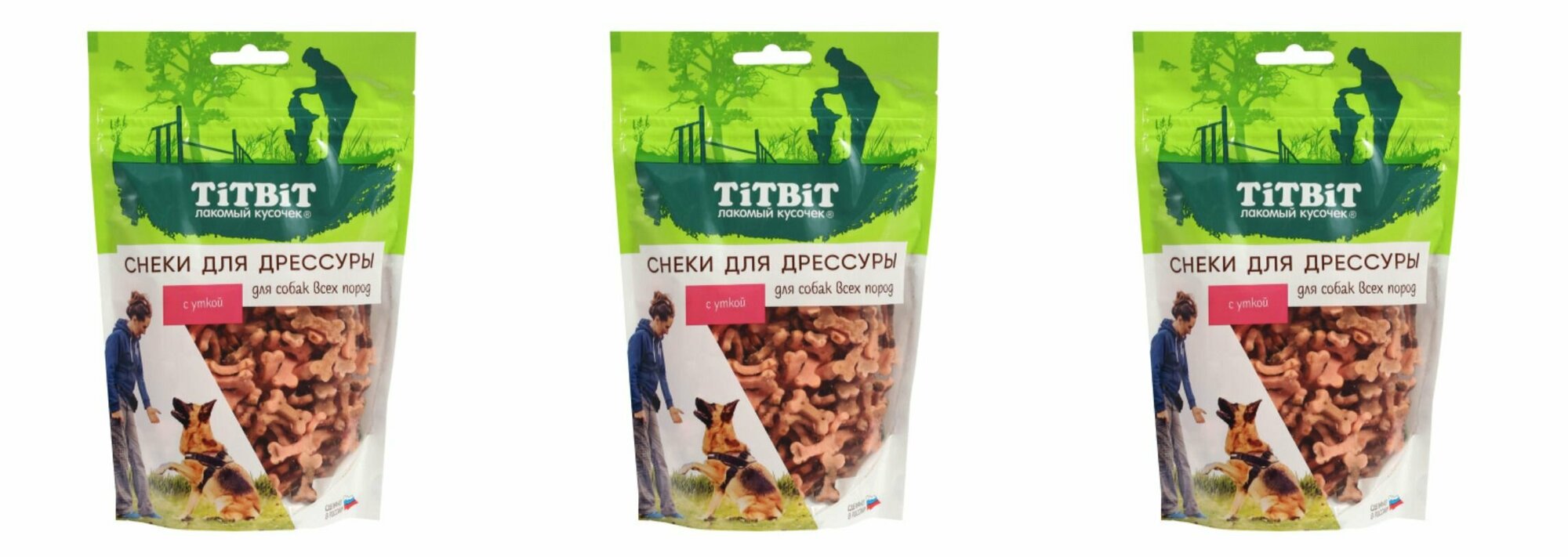 Titbit Лакомство для собак Снеки для дрессуры с уткой, 100 г, 3 уп