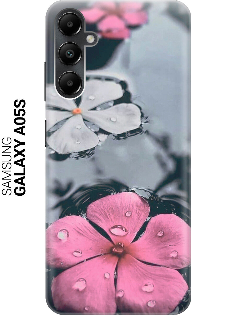 Силиконовый чехол на Samsung Galaxy A05s / Самсунг А05с с рисунком "Фиалки в воде"