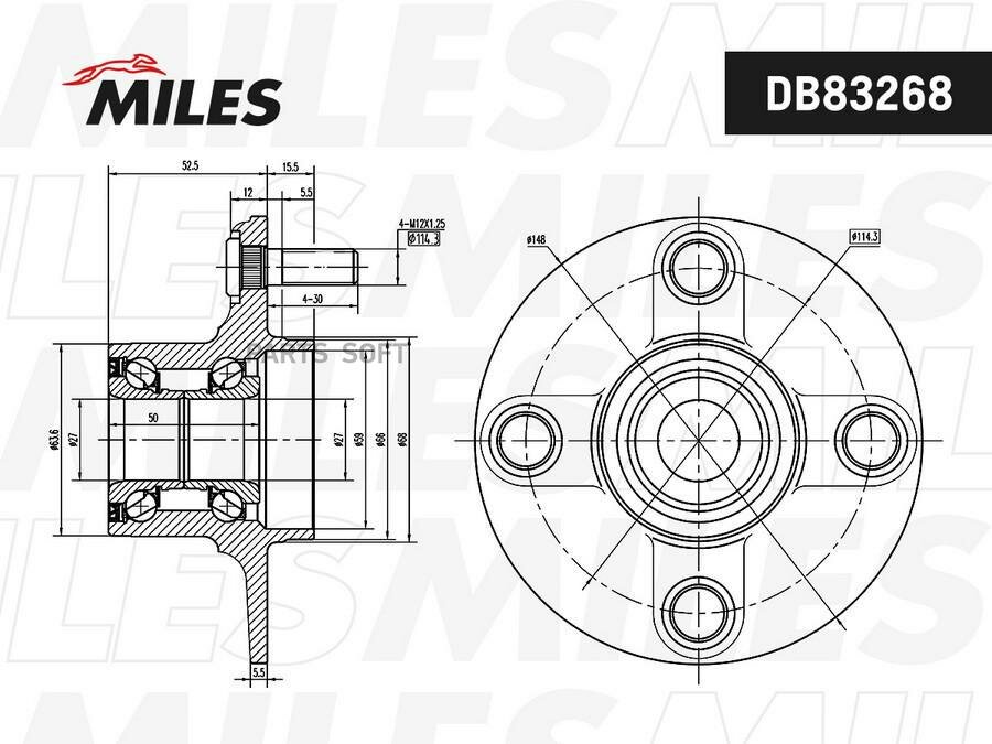 DB83268 MILES Ступица с подшипником NISSAN ALMERA CLASSIC зад.