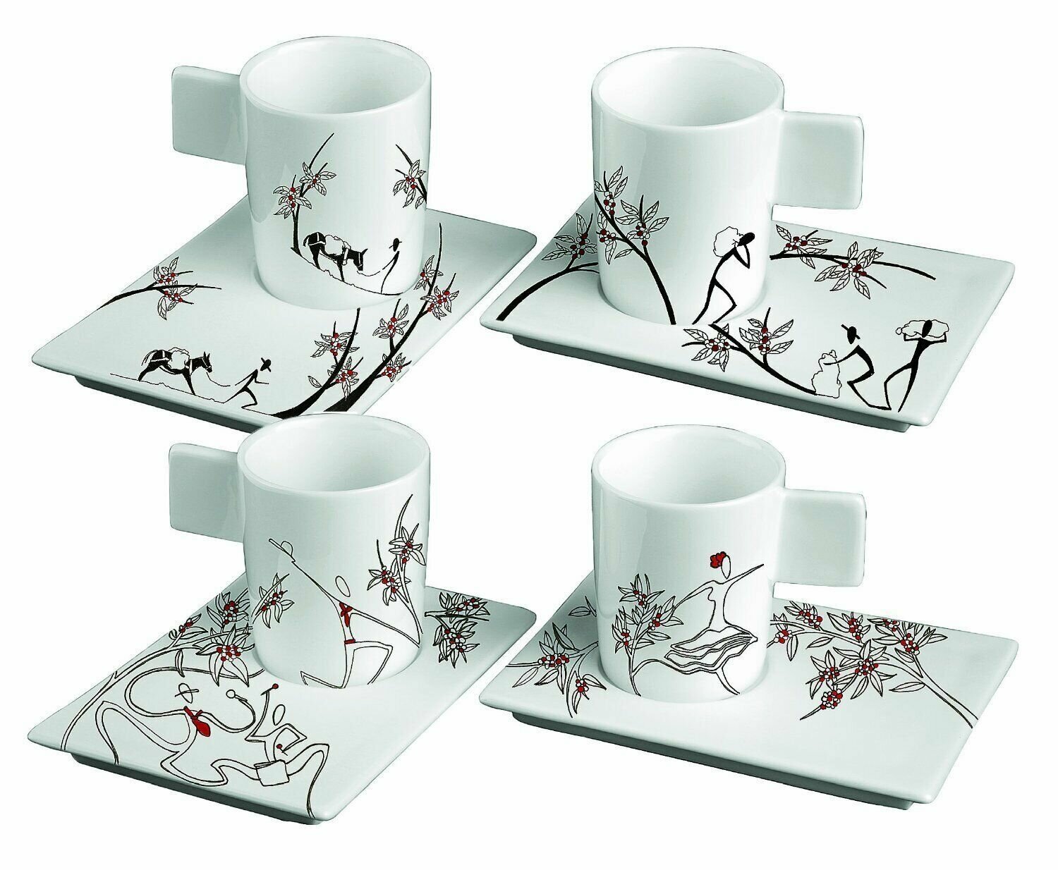 Кофейная пара Deagourmet Origini белый фарфор сервиз из чашек и блюдец для эспрессо на 4 персоны