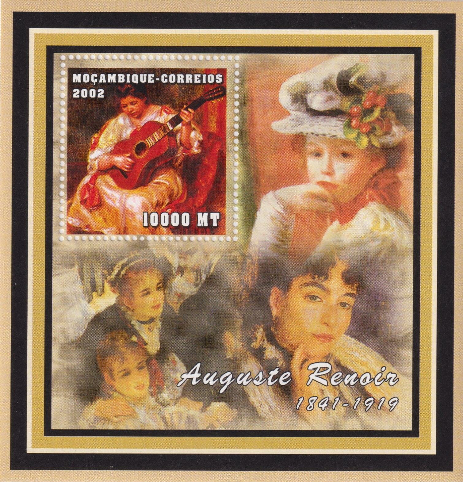 Почтовые марки Мозамбик 2002г. "Картины - Огюст Ренуар" Искусство, Картины MNH
