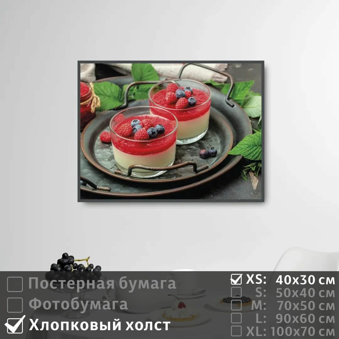 Постер на холсте Ягодное Мороженое В Кофейне 40х30 см ПолиЦентр