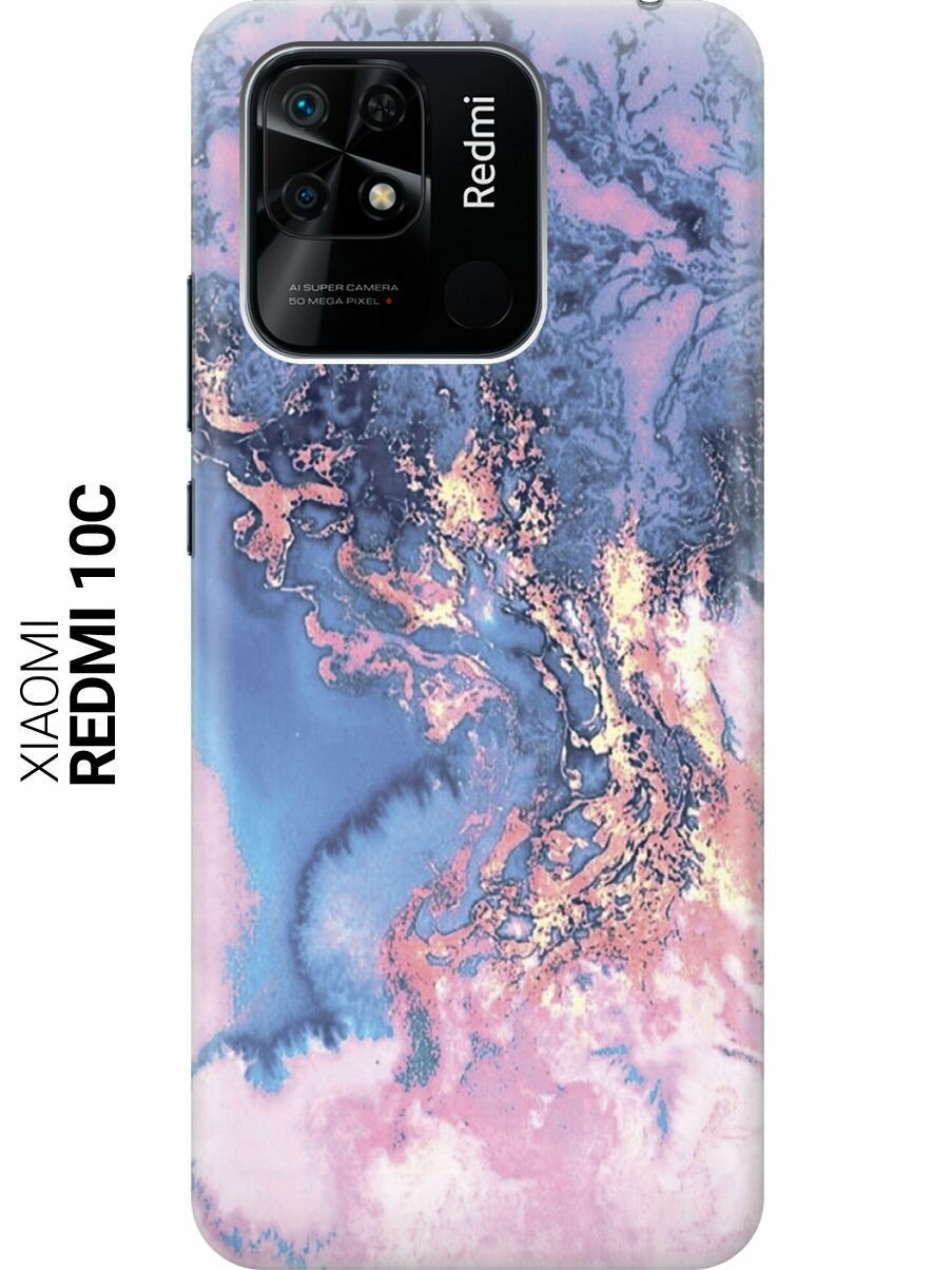 Силиконовый чехол на Xiaomi Redmi 10C, Сяоми Редми 10С с принтом "Синий мрамор"