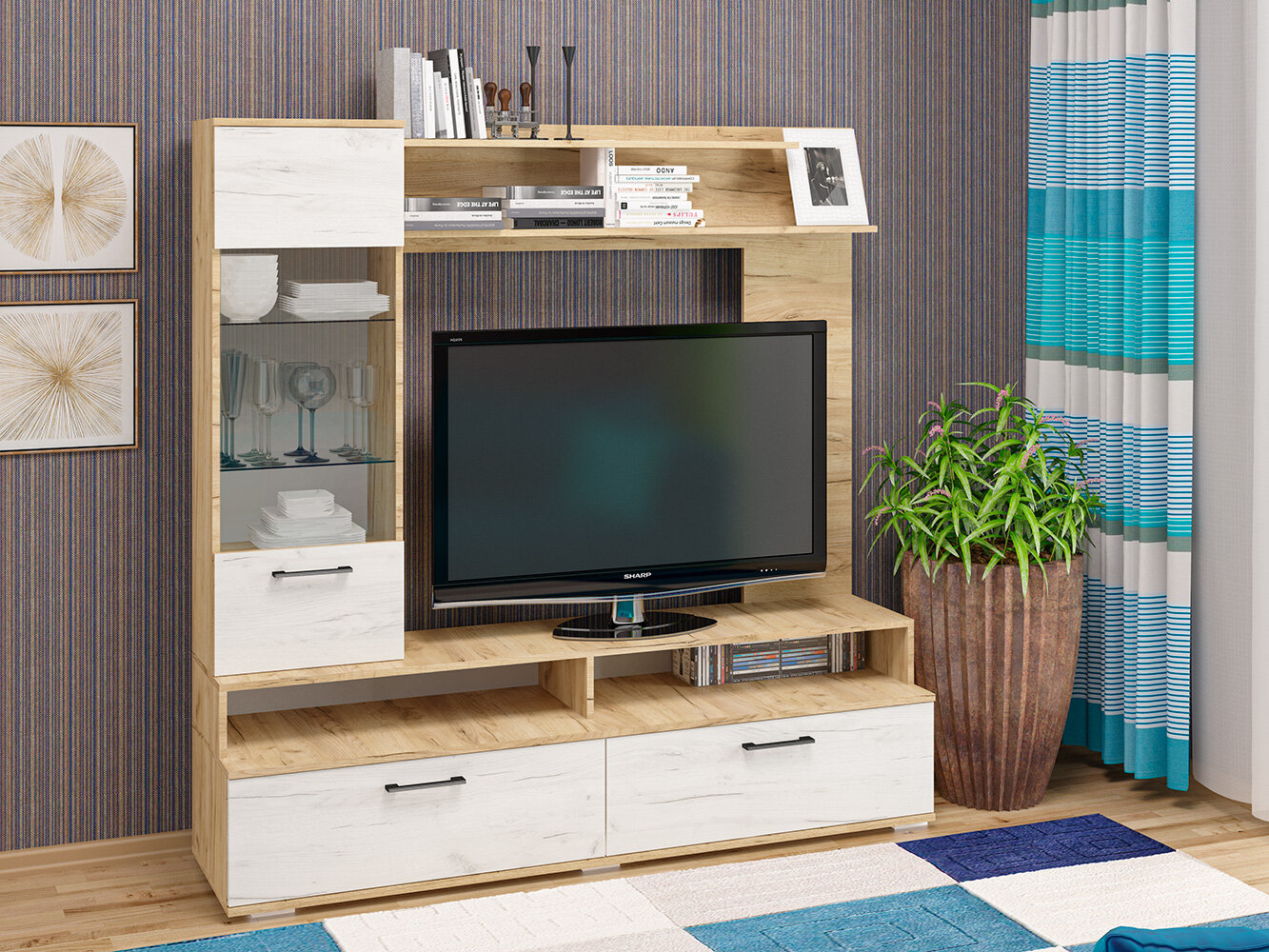 Гостиная МК "Пирамида" Ариэль , кр. золотой/кр. светлый, 165х165х46 см