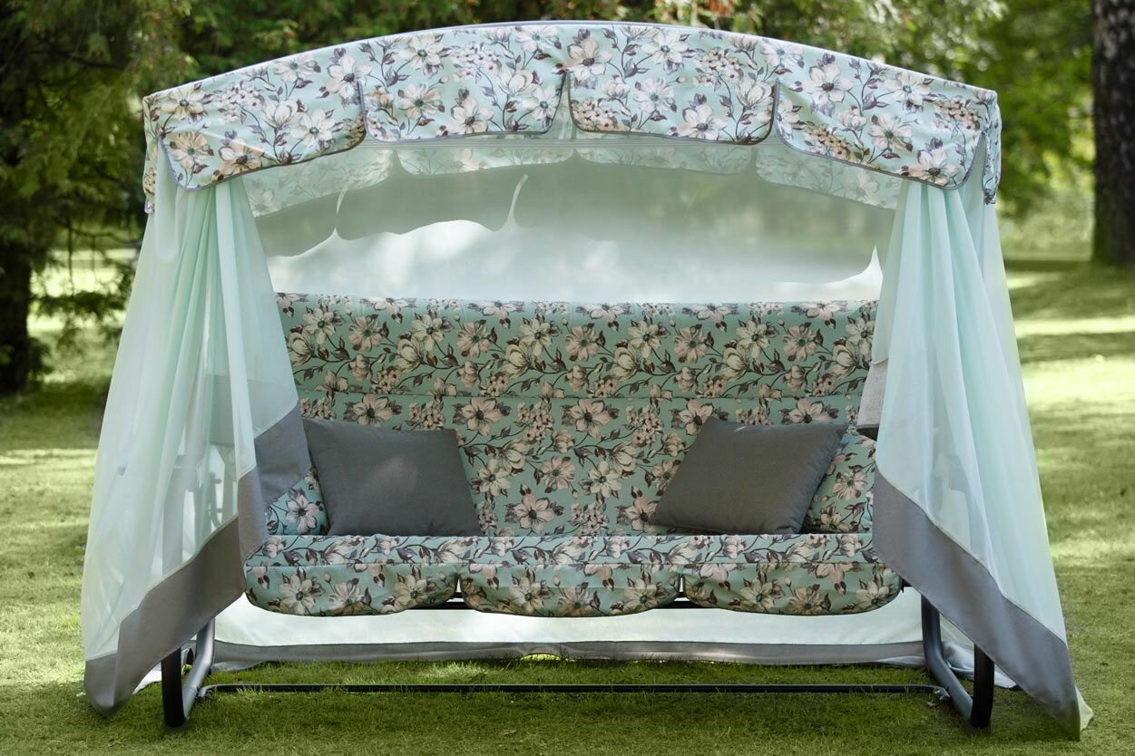 Качели садовые Olsa (Ольса) Турин Премиум FLOWER с1204, 244х144х181 см.