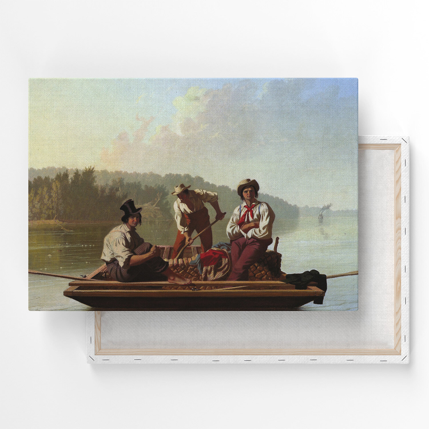 Картина на холсте, репродукция / Джордж Калеб Бингем - Boatmen on the Missouri / Размер 40 x 53 см