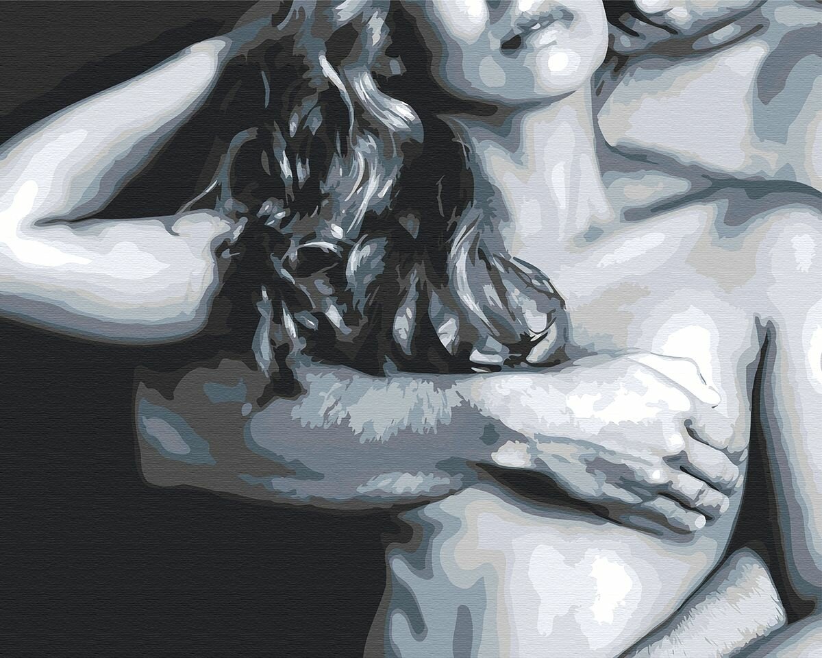 Картина по номерам на холсте с подрамником 40х50 см. Девушка, парень, любовь, страсть. "Объятия мужчины", арт. 4271/