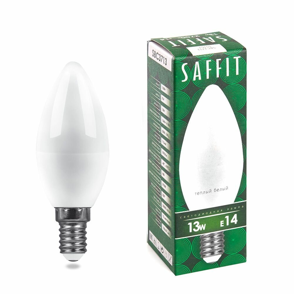Лампа светодиодная E14 13W 2700K тёплый белый свет, упак. 1 шт. Saffit 55163
