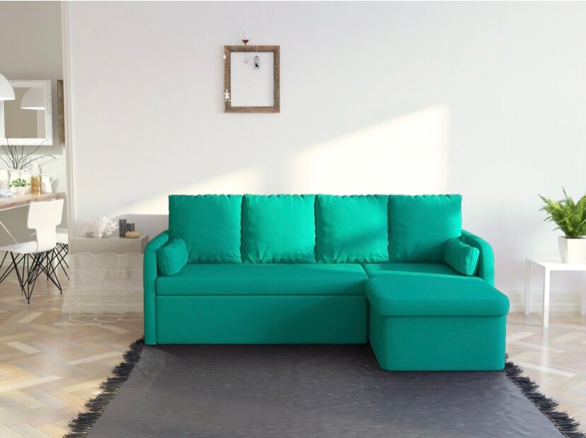 Диван DiHall "Александр", угловой, механизм Дельфин, ткань Велюр, раскладной, 202x151 см