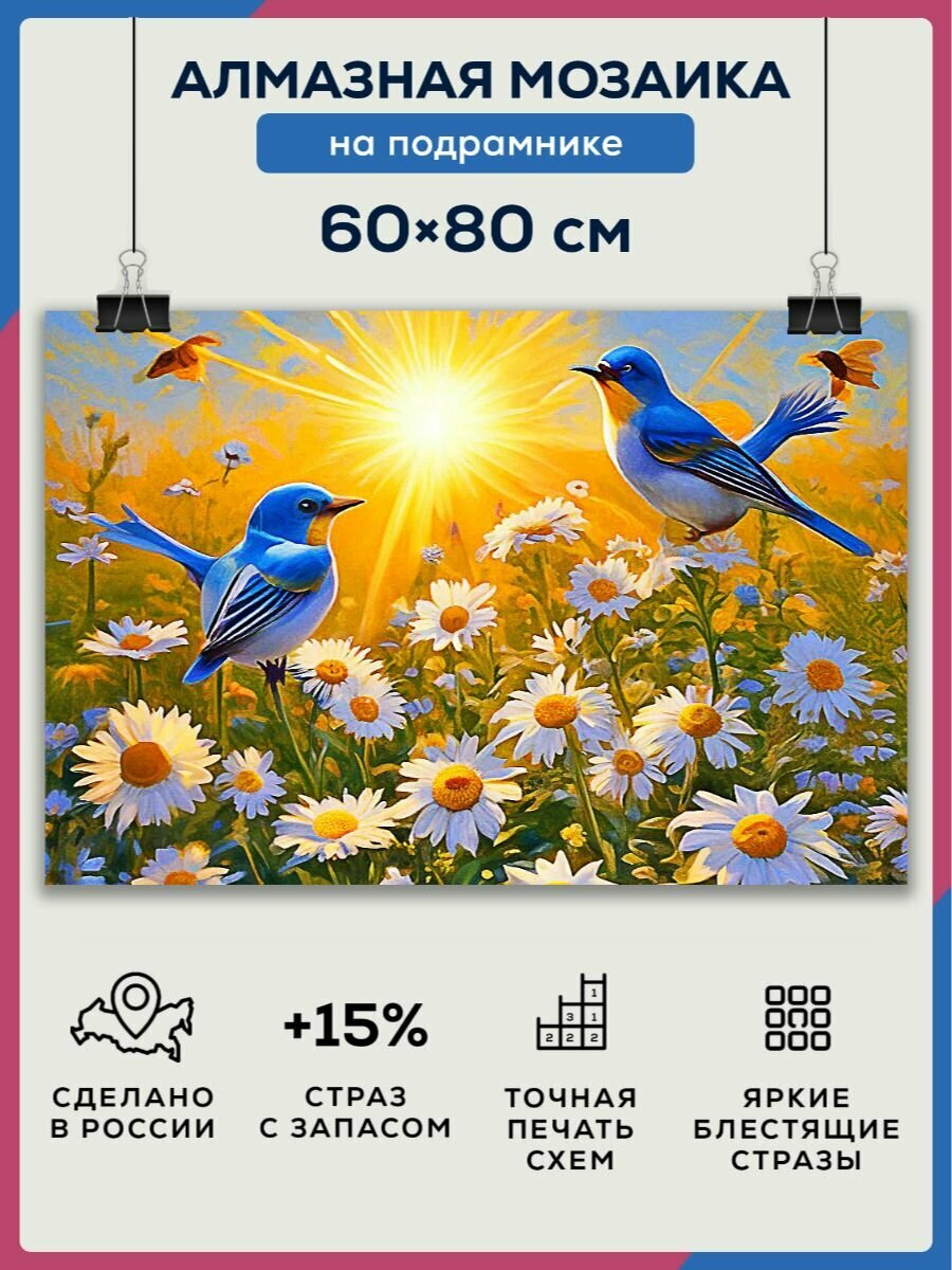 Алмазная мозаика 60x80 Поле птицы на подрамнике