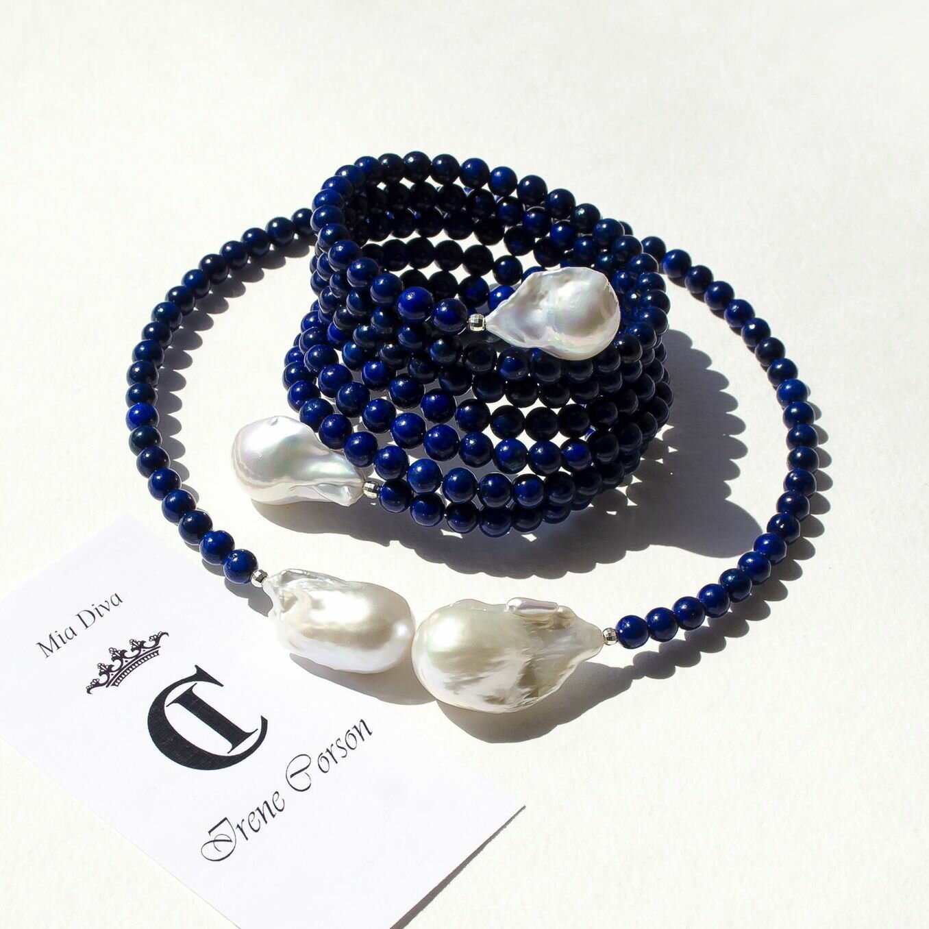 Колье, лазурит, жемчуг пресноводный, жемчуг барочный