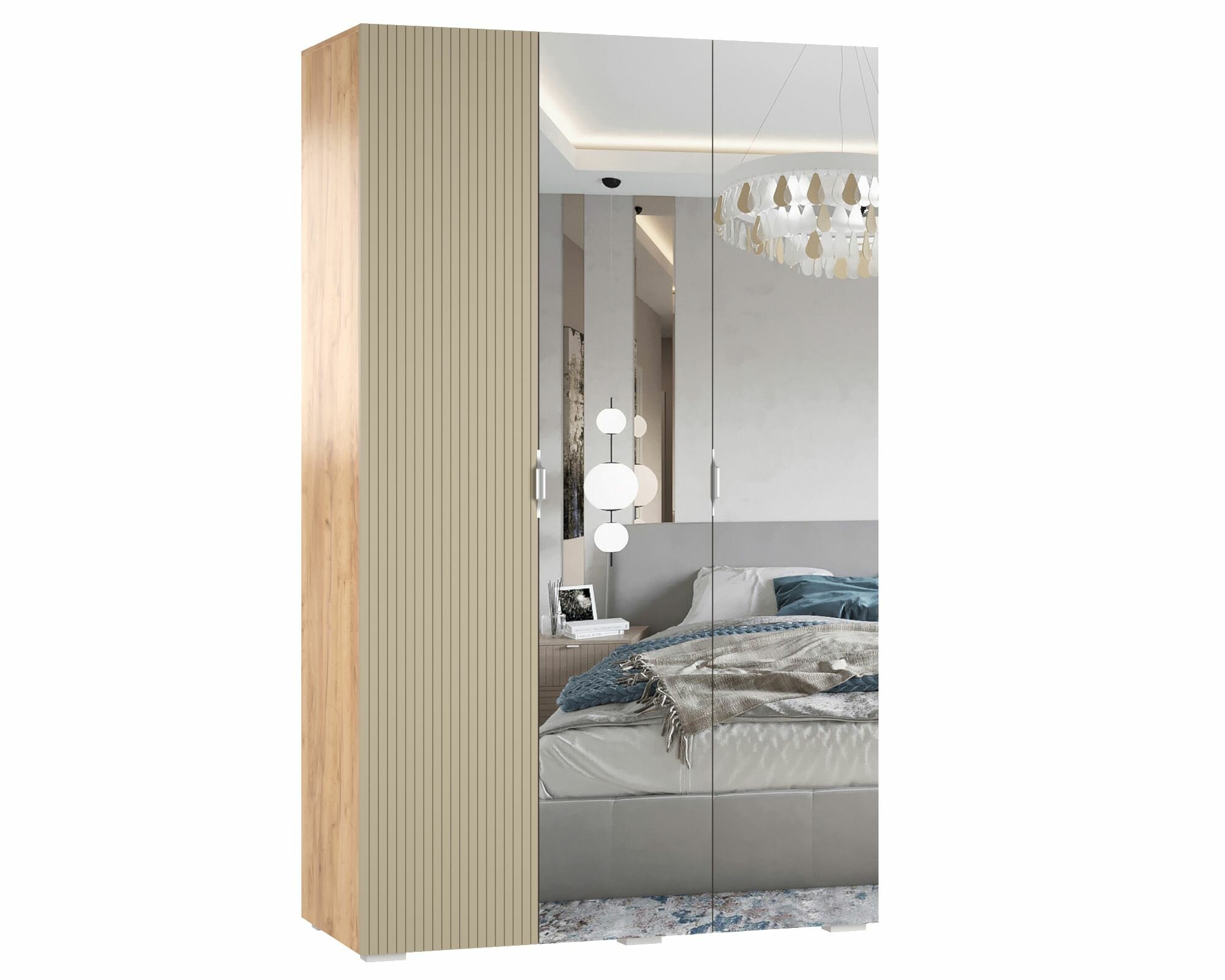 Шкаф распашной для одежды "Аметист 6" 120х200х52, дуб крафт золотой / мокко