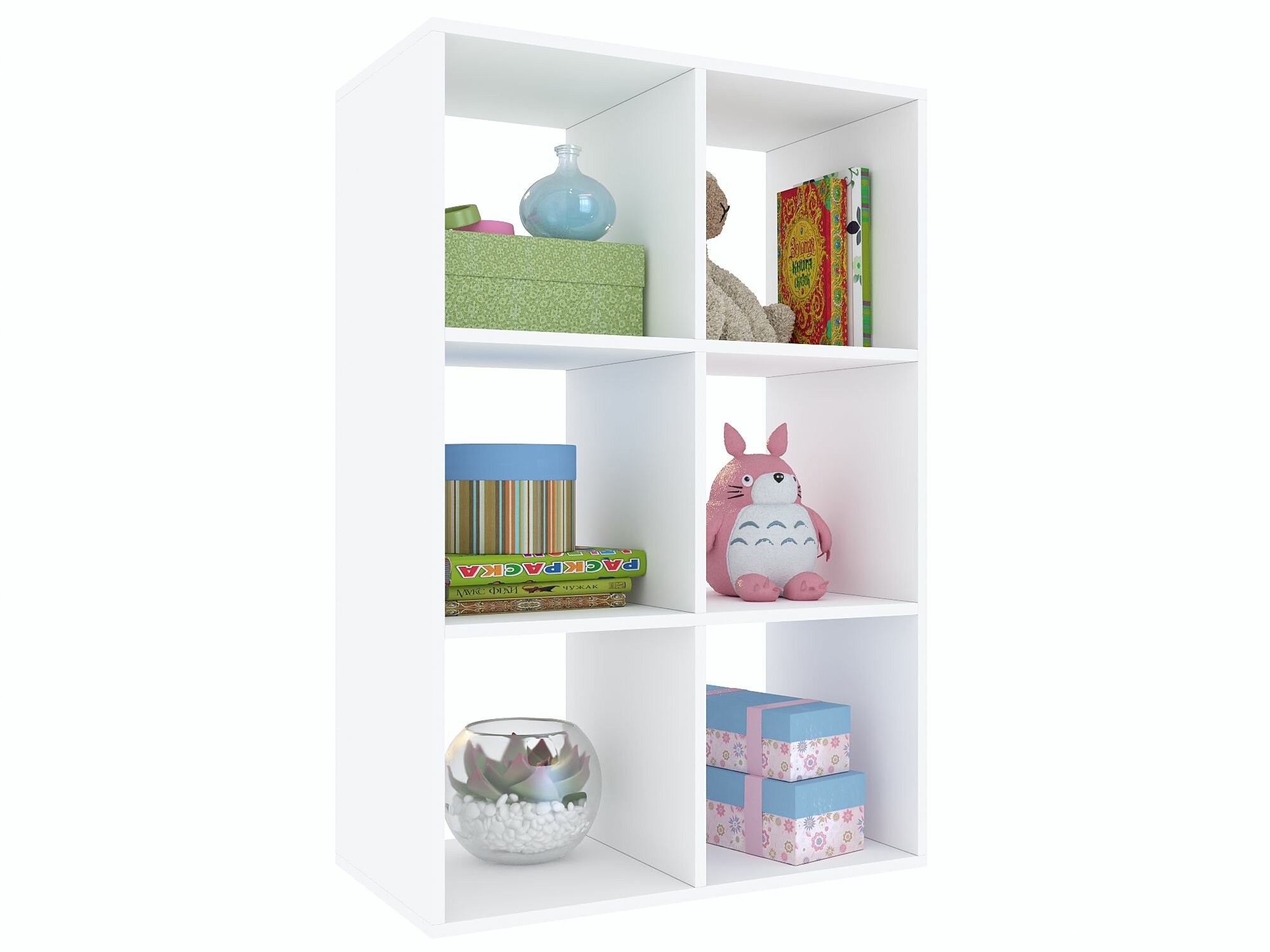 Стеллаж для книг 6 секций с полками Мебель на Руси "Каллакс" 72х107х39, белый