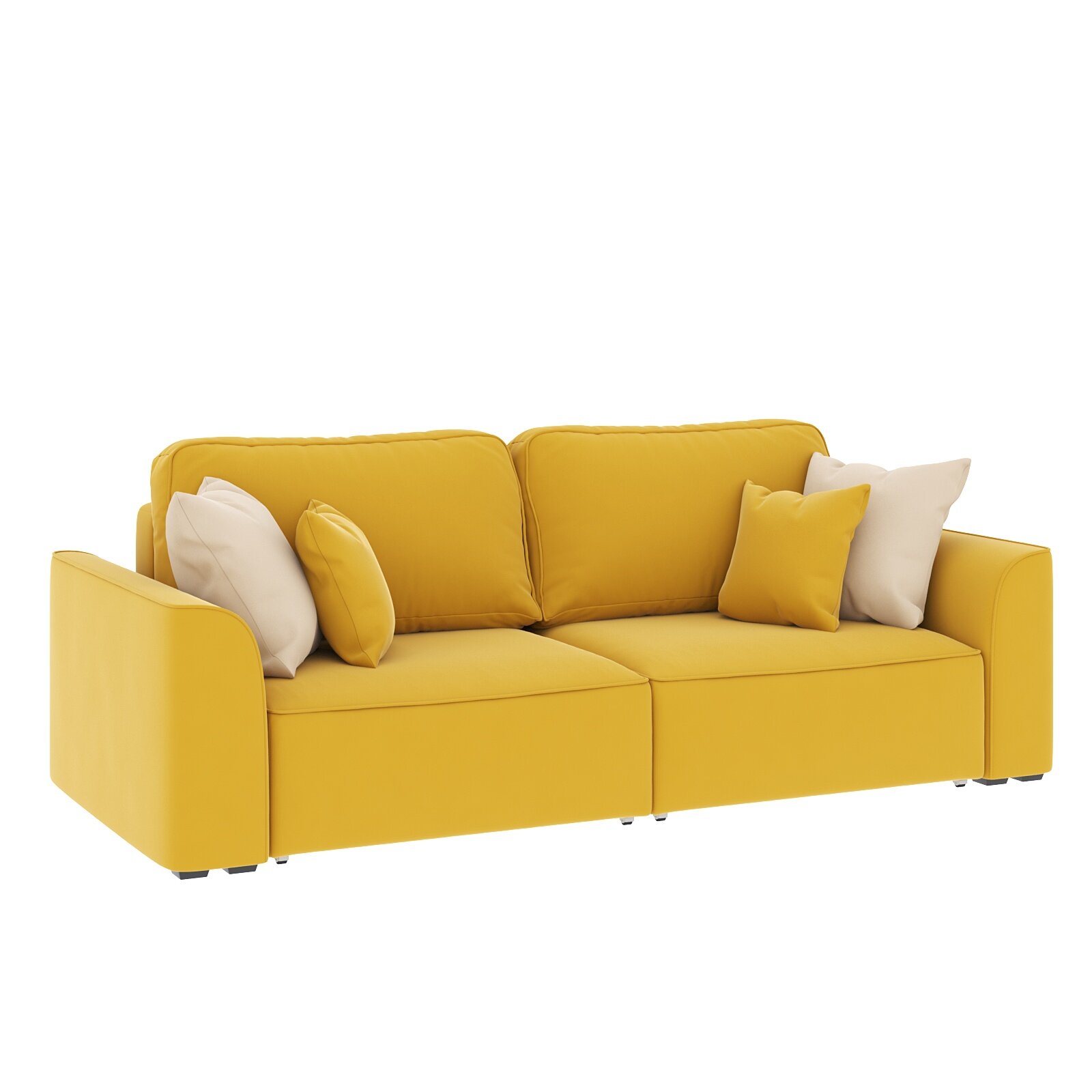 Диван-еврокнижка Сиэтл в желтом велюре К43, подушки К05