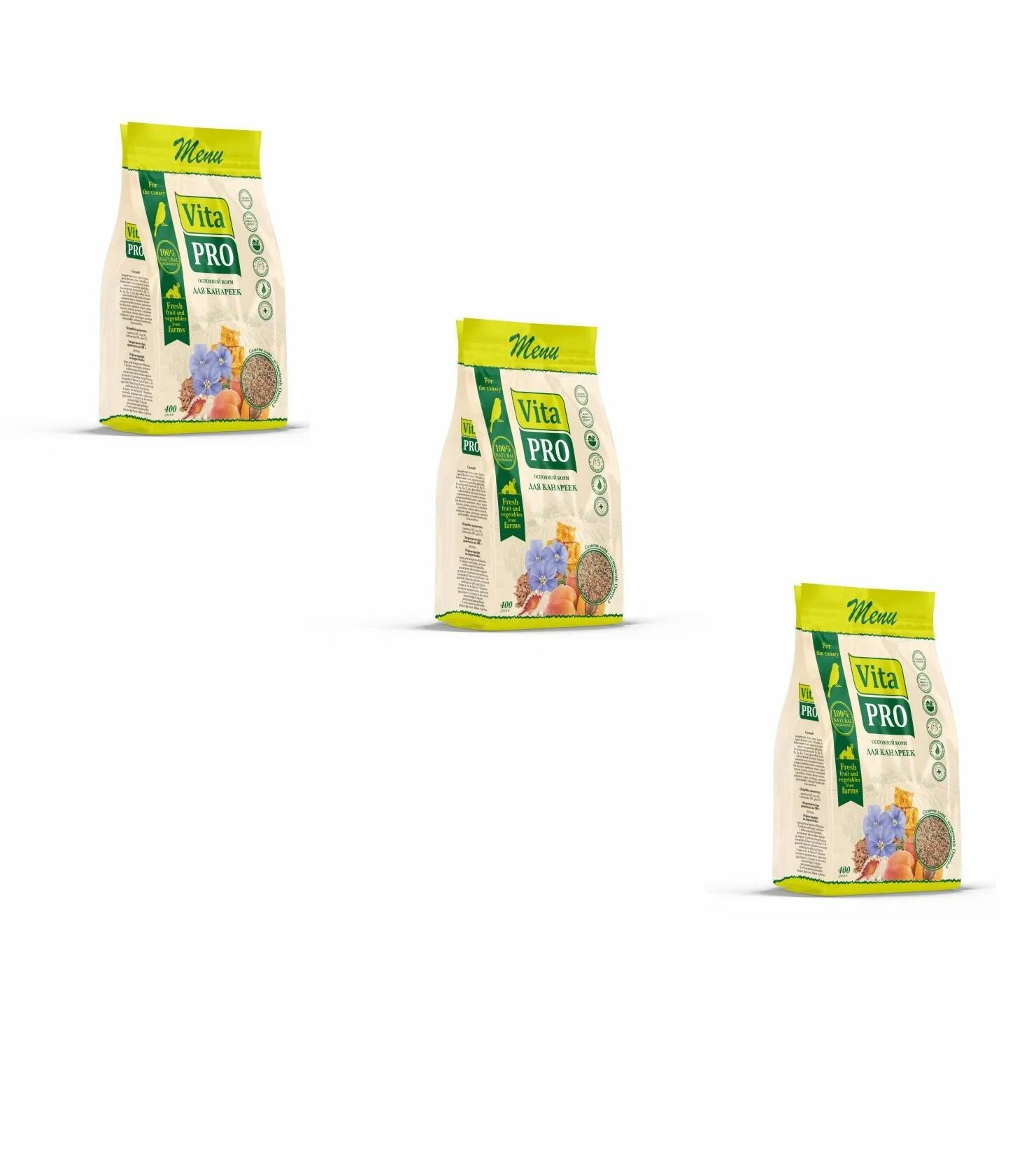 Vita Pro основной корм для канареек, 400 гр, 3 уп