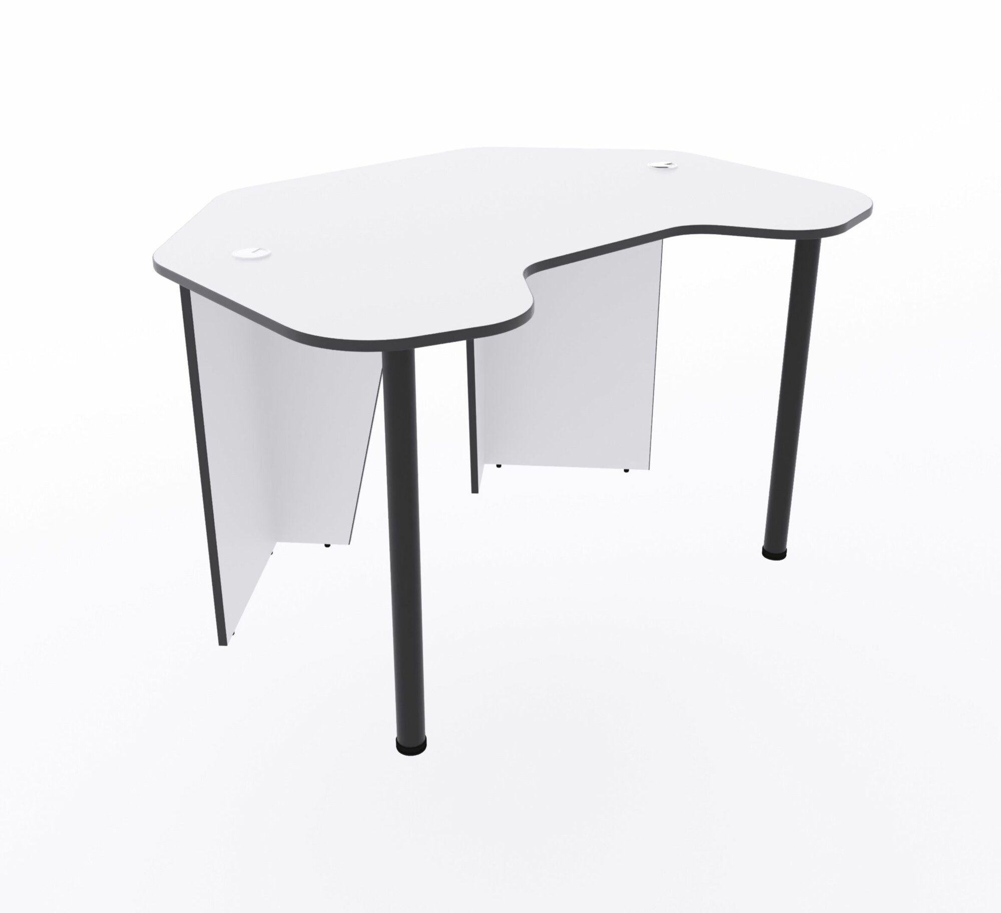 Угловой компьютерный стол "Угол" с полкой для монитора, 140x87x75 см, белый с чёрной кромкой