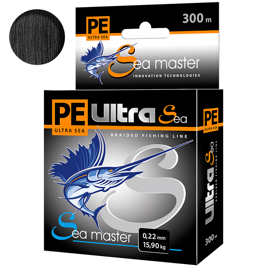 Плетеный шнур для рыбалки AQUA PE ULTRA SEA MASTER Black 0,22mm 300m