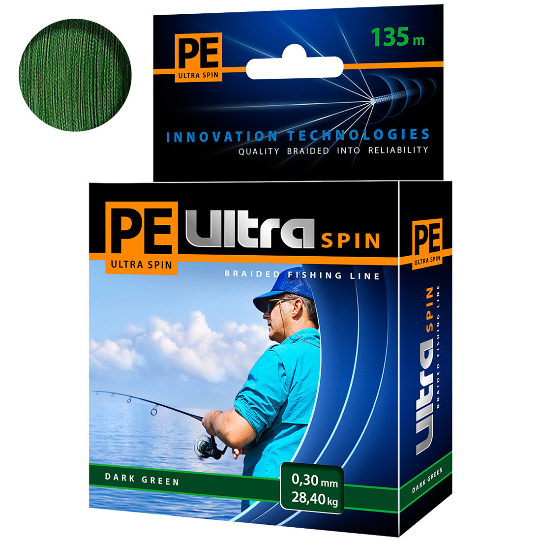 Плетеный шнур для рыбалки AQUA PE ULTRA SPIN Dark Green 0,30mm 135m