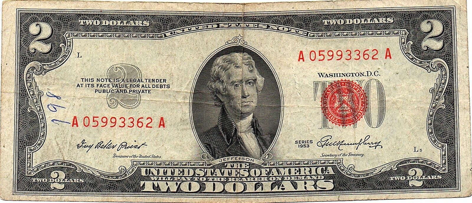 2 доллара 1953 год США 05993362