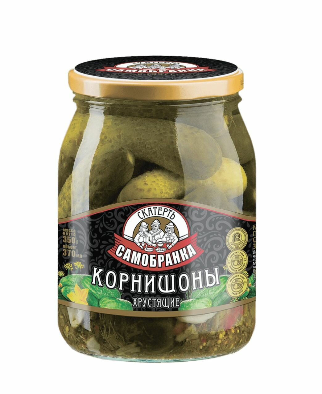 Корнишоны маринованные скатерть-самобранка Хрустящие, 350г x 3 упаковки