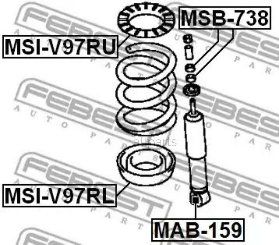 FEBEST MAB-159 сайлентблок заднего амортизатора MITSUBISHI PAJERO/MONTERO V80 90# 2006.09-2021.03 [EUR]