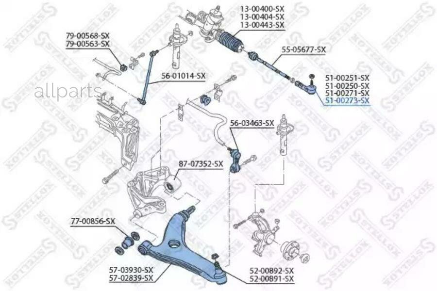 STELLOX 5100273SX наконечник рулевой левый! с г/у\ VW Polo/Lupo 97>