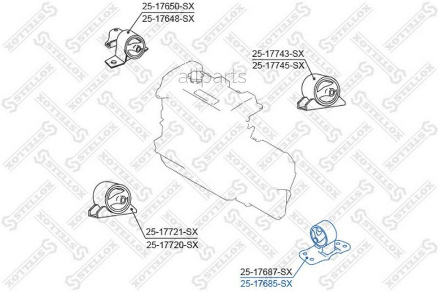 STELLOX 2517685SX подушка двигателя левая!\ Nissan Sunny B15/Almera N16 2000-2005