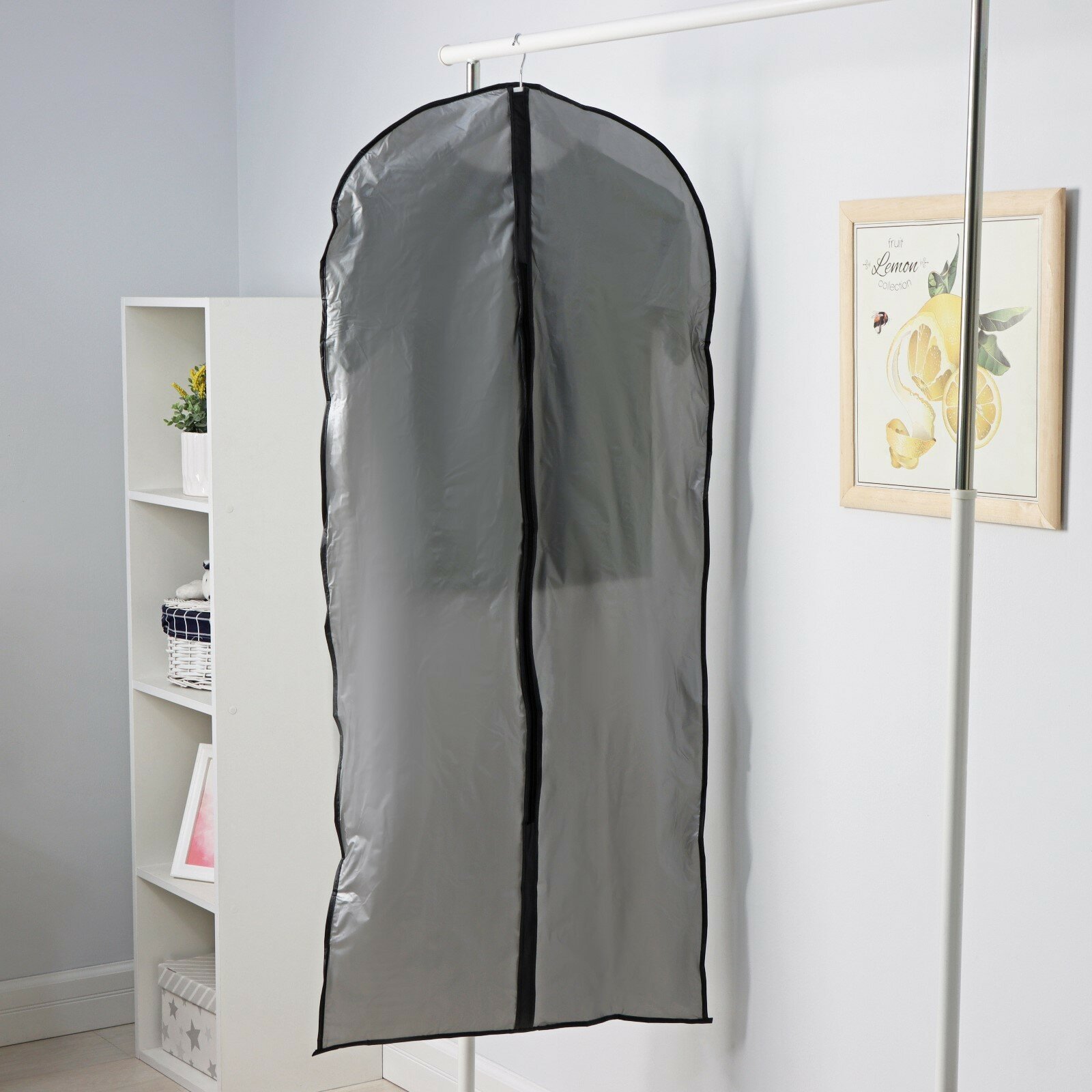 Чехол для одежды Доляна, 60×137 см, плотный, серый, прозрачный