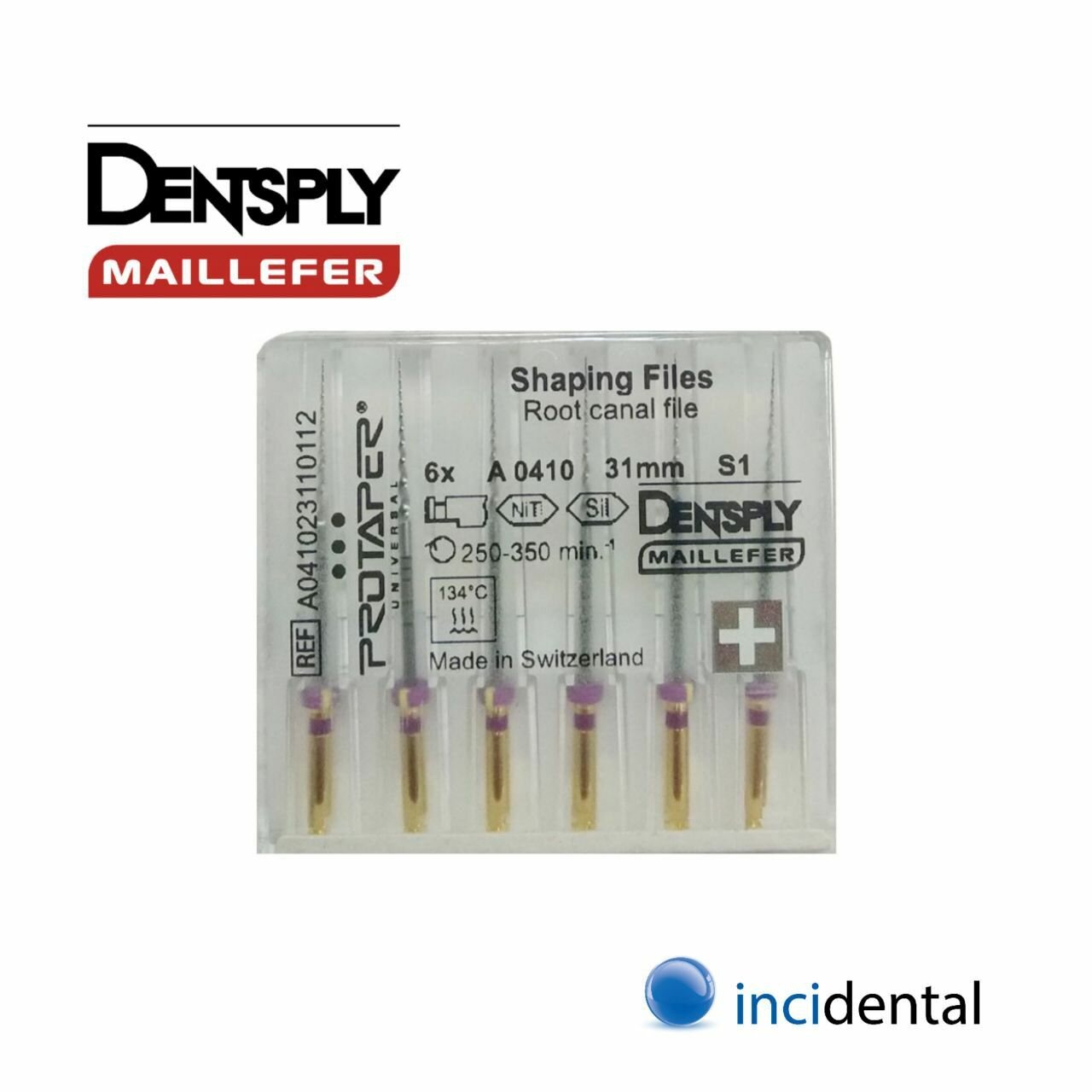 Протейперы Универсал машин-формир (6шт) ProTaper Дентсплай Майлифер (Dentsply Maillefer)в наборе (31 мм S1 (6 шт/уп) Фиолетовый) облегчающий первичное проникновение в корневой канал.