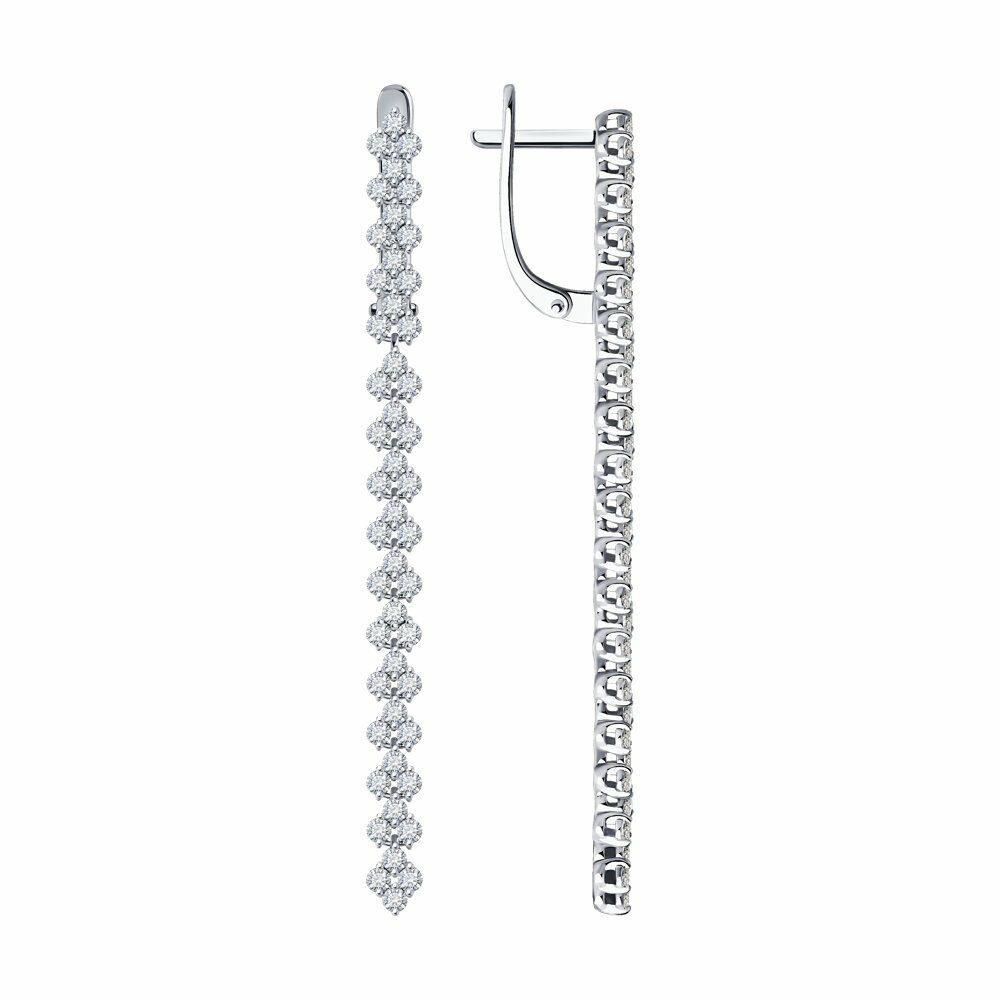 Серьги с подвесками, белое золото, 585 проба, бриллиант