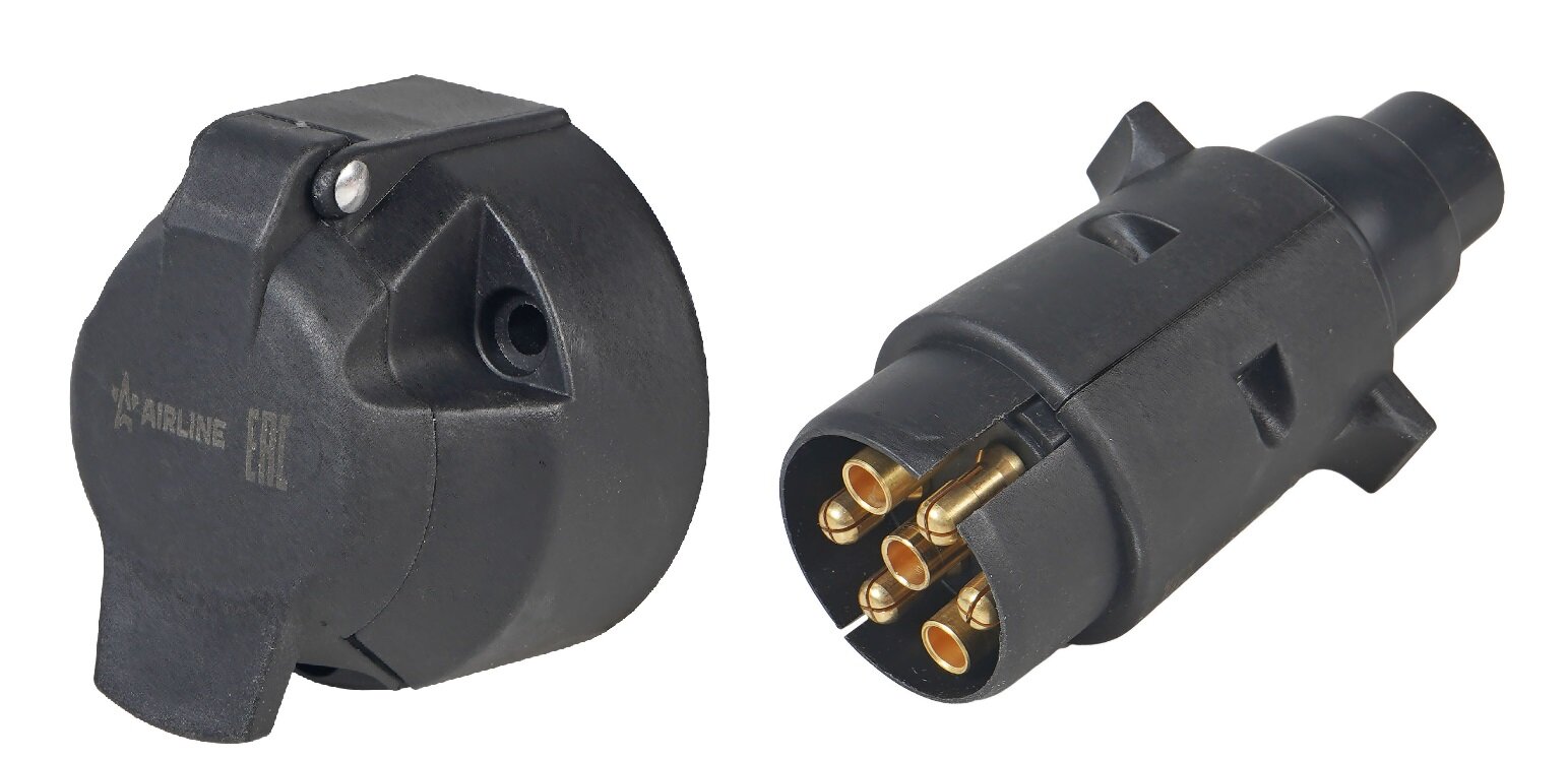 AIRLINE ATE50 Розетка и вилка фаркопа 12В 7 контактов пластик комплект (вилка с сальником) (ATE-50)
