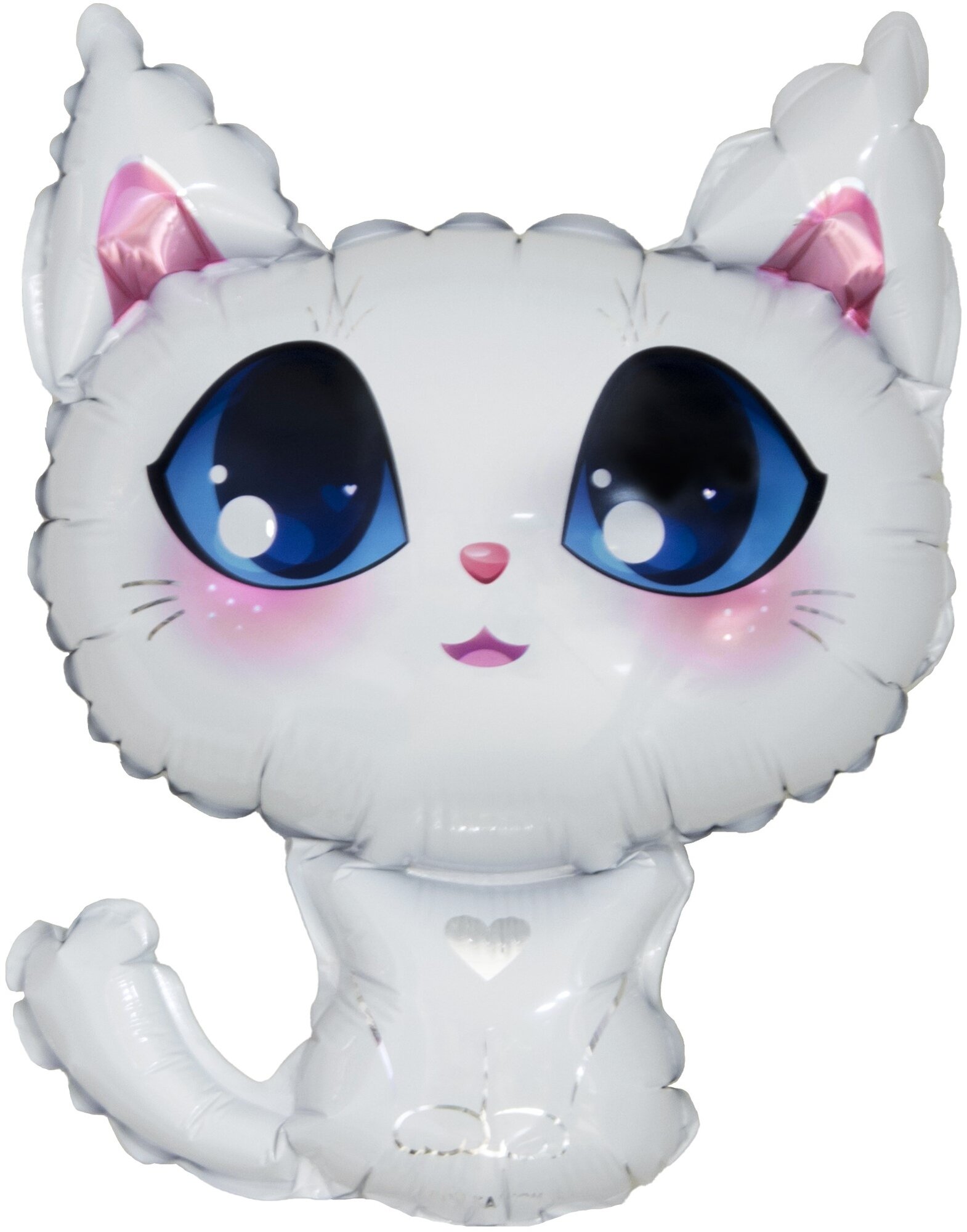 Шар с клапаном (15'/38 см) Мини-фигура, Котенок, Белый, 1 шт.