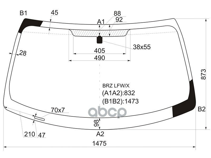 Стекло лобовое Subaru BRZ 12-21 / Toyota GT 86 12-21 XYG арт. BRZ LFW/X