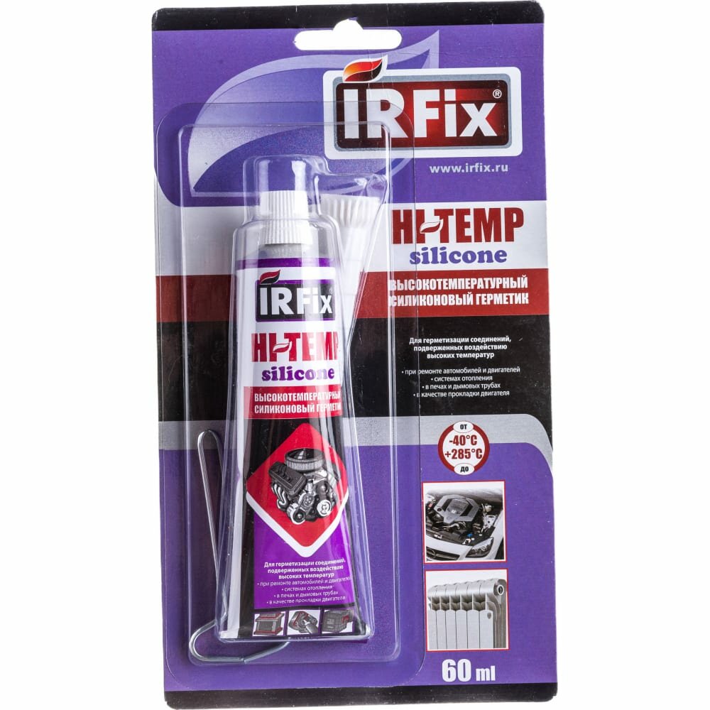 Высокотемпературный силиконовый герметик IRFIX HI-TEMP красный, 60 мл 20069