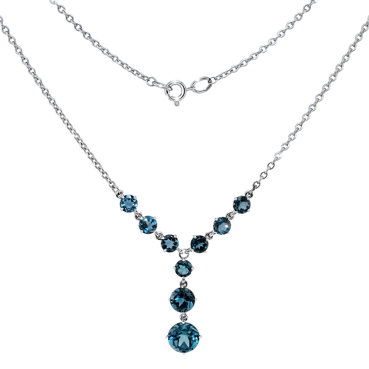 Колье, белое золото, 585 проба, родирование, топаз