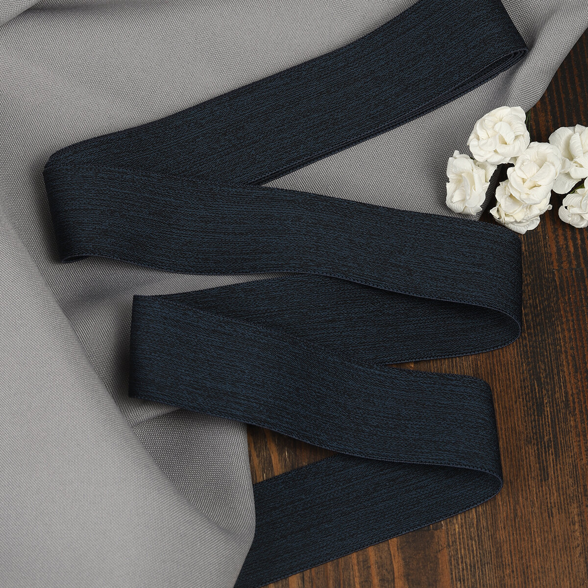 Резинка TBY для мужских трусов и боксеров Меланж тканая цв. т. синий 35мм уп.1,5±0,5 м