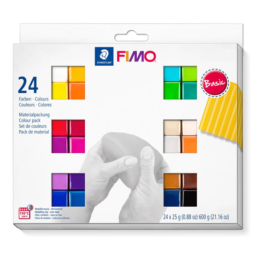 Набор глины полимерной для лепки Fimo Soft Базовые цвета, запекаемая, 24 цвета Картонная коробка