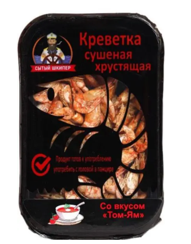 Креветки Сытый шкипер сушеные, хрустящие со вкусом Том-Ям, 25 гр