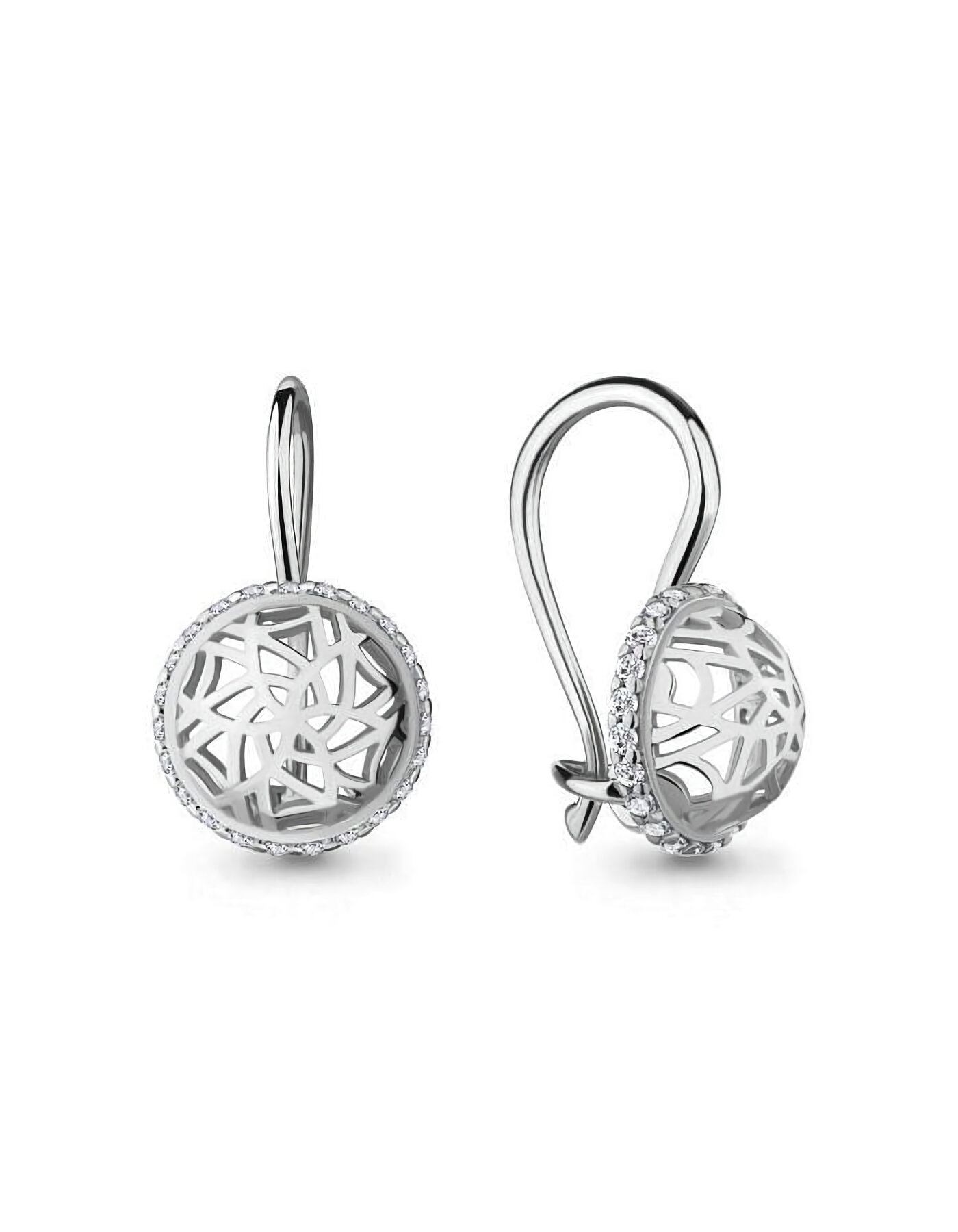 Серьги серебро, 925 проба, родирование, фианит